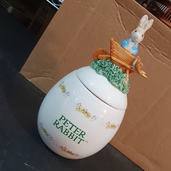 Kitchen | Peter Rabbit Ceramic Cookie Jar With Figurine | Poshmark